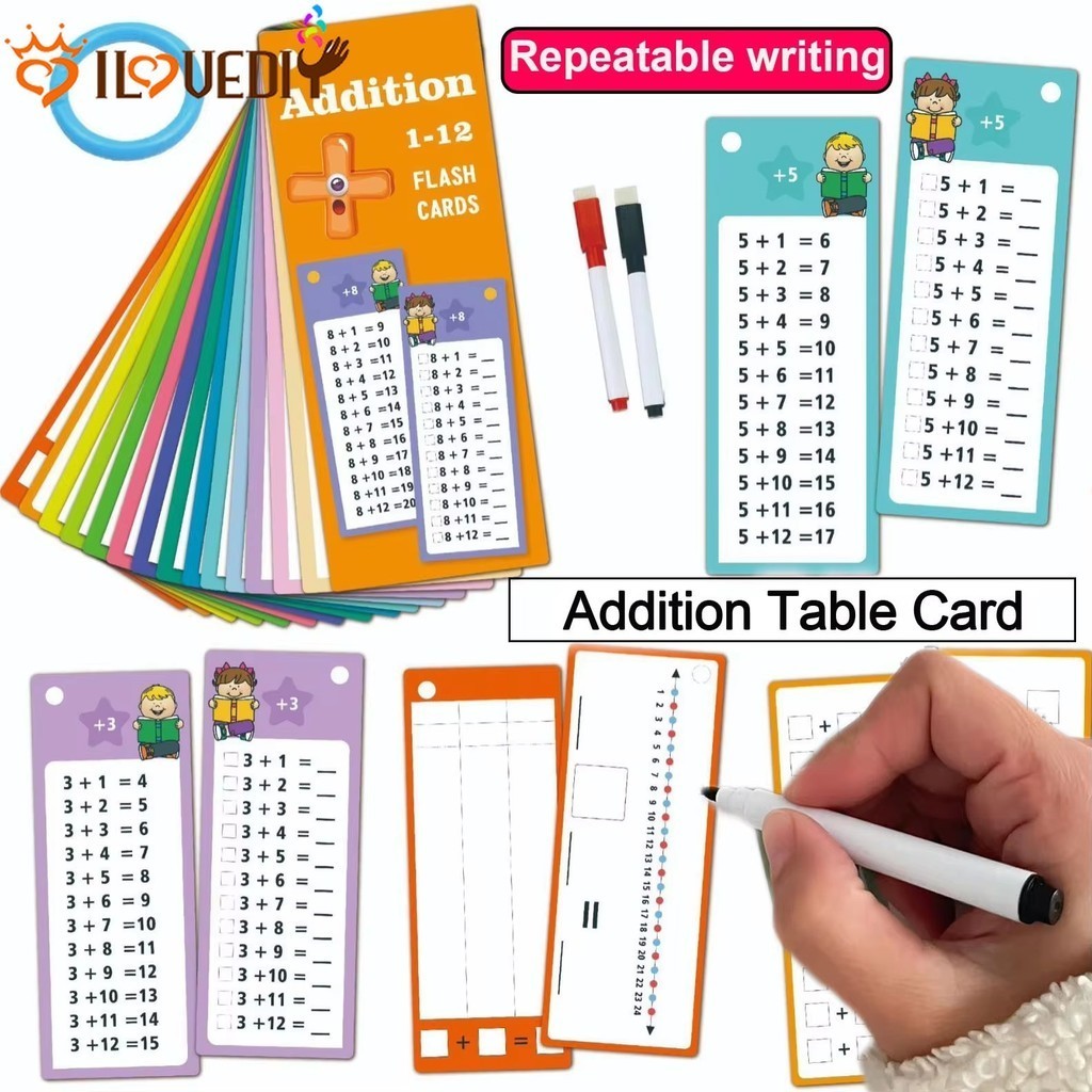 15 Cards Math Multiplication Cards - Math Game Card Repeat Writing ...