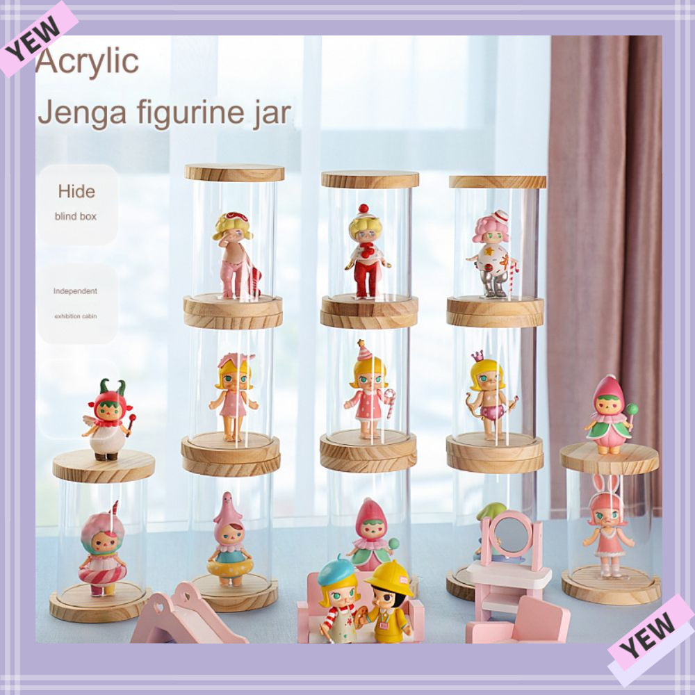 YYE Box Figure Display Stand, 13cm Acrylic POPMART Dolls Storage Box ...