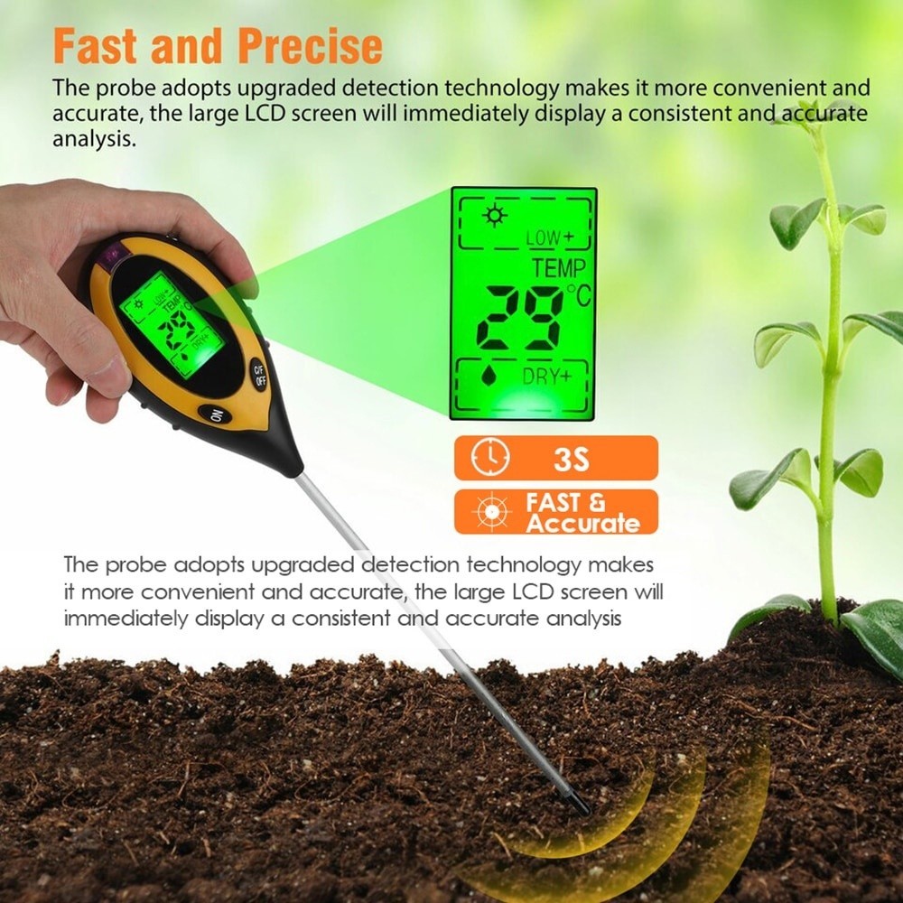 4 In 1 Soil PH Meter Soil Tester Analyzer Hygrometer Soil Environment ...