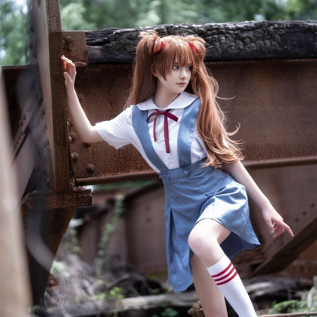 Fog Blue EVA Evangelion Aya Polly cos Asuka cos Clothing College Full ...