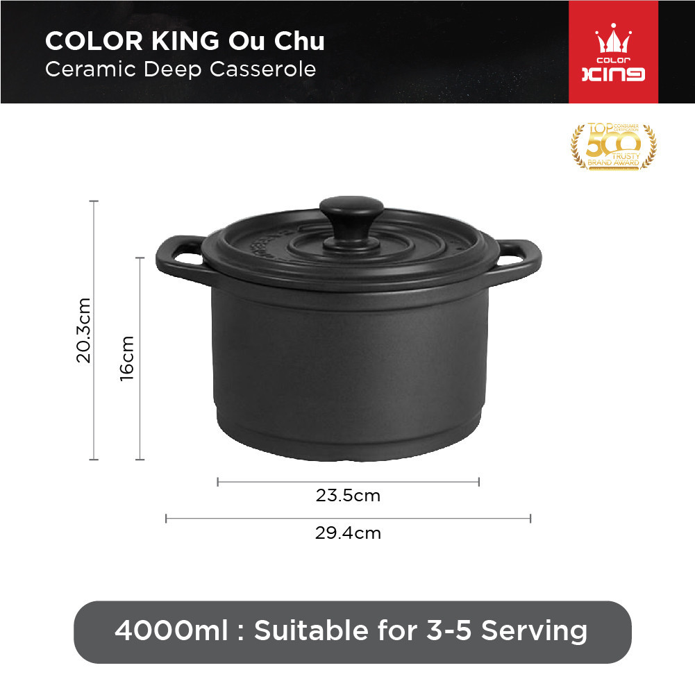 Color King - 100% Ceramic Non-Toxic OUCHU Deep Casserole (4000ML ...