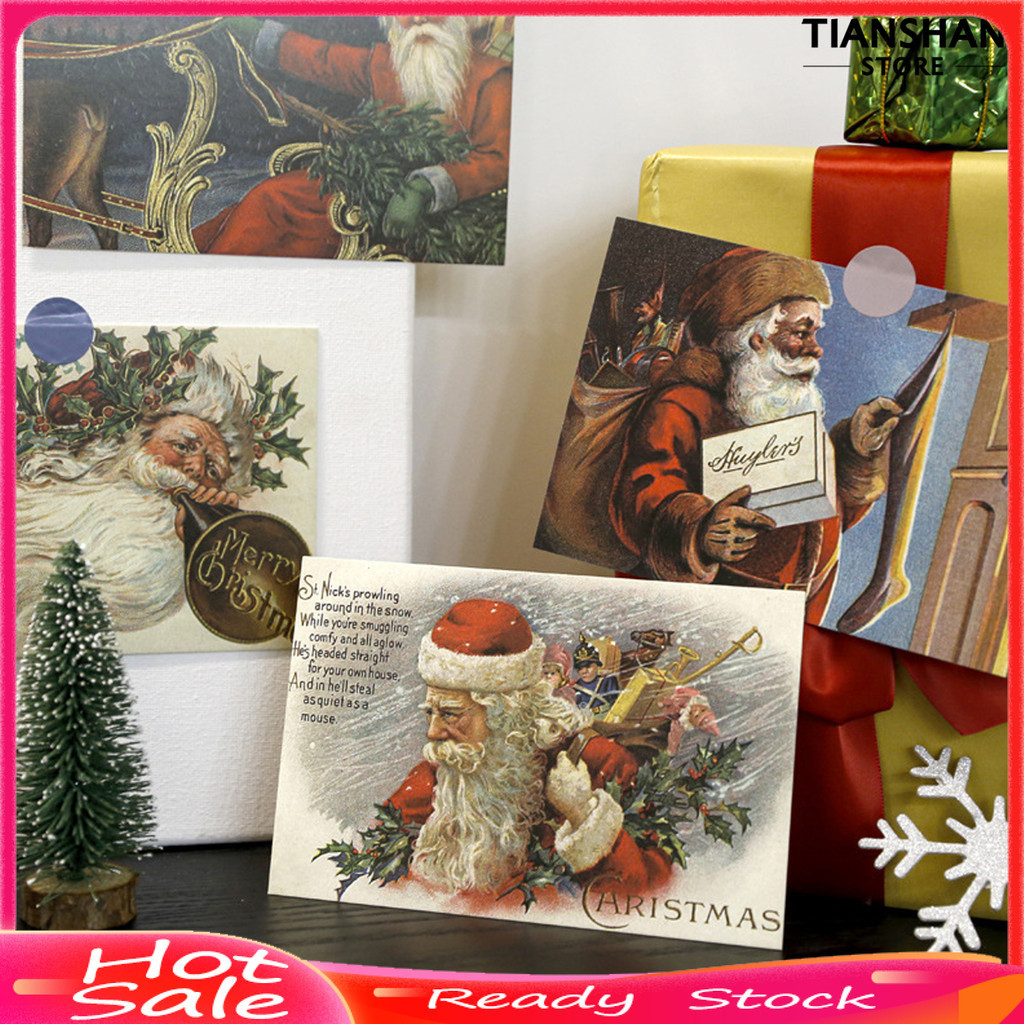 [TSS] 30Pcs Vintage Christmas Greeting Cards Different Festival Element ...