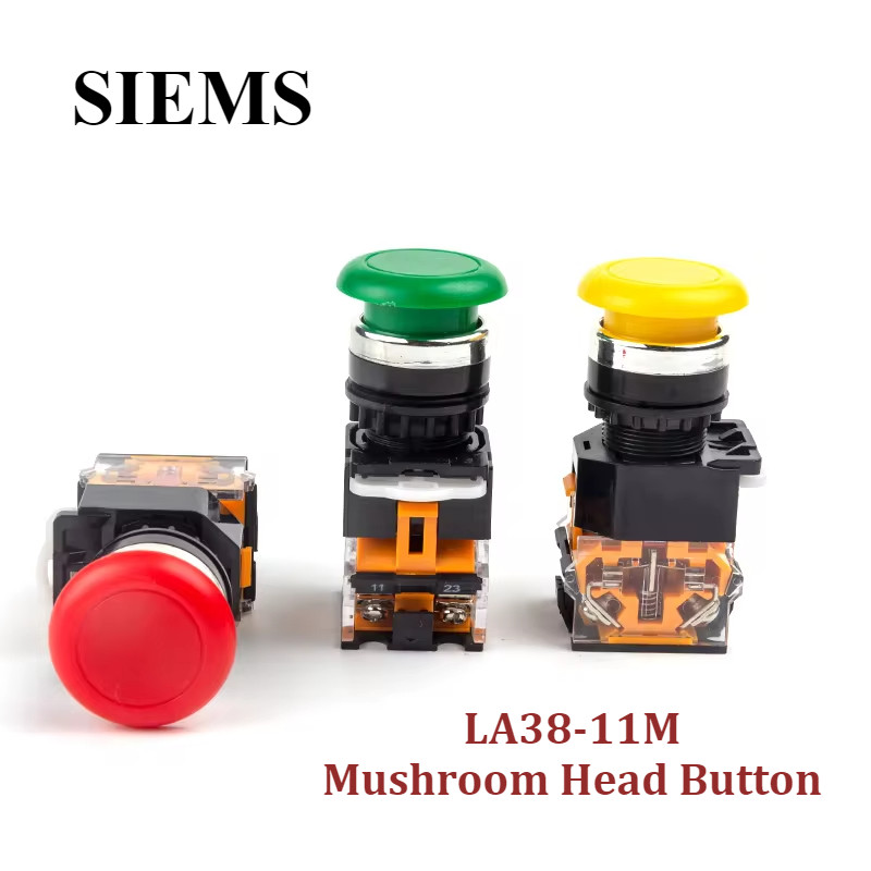 1 Piece 22mm LA38-11M Mushroom Head Push Button Switch Red Green Yellow ...