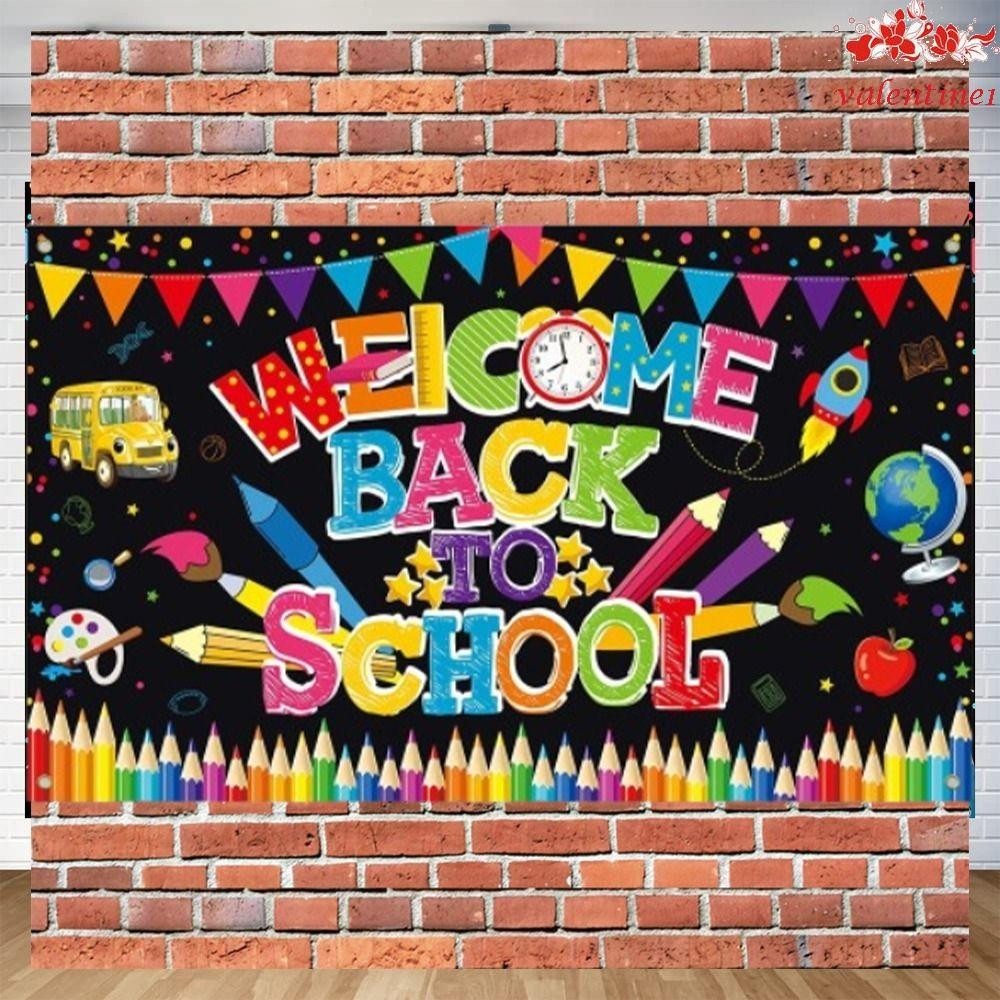 VALENTINE1 Welcome Back Backdrop Banner, Cartoon Festive Back To School ...