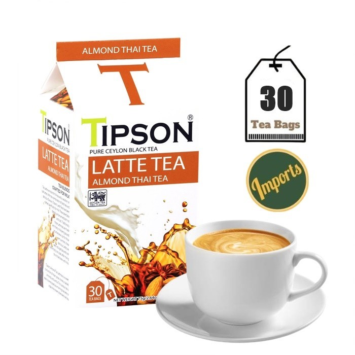 TIPSON Latte Tea Almond Thai Tea l Chocolate Pure Ceylon Black Tea 30 ...