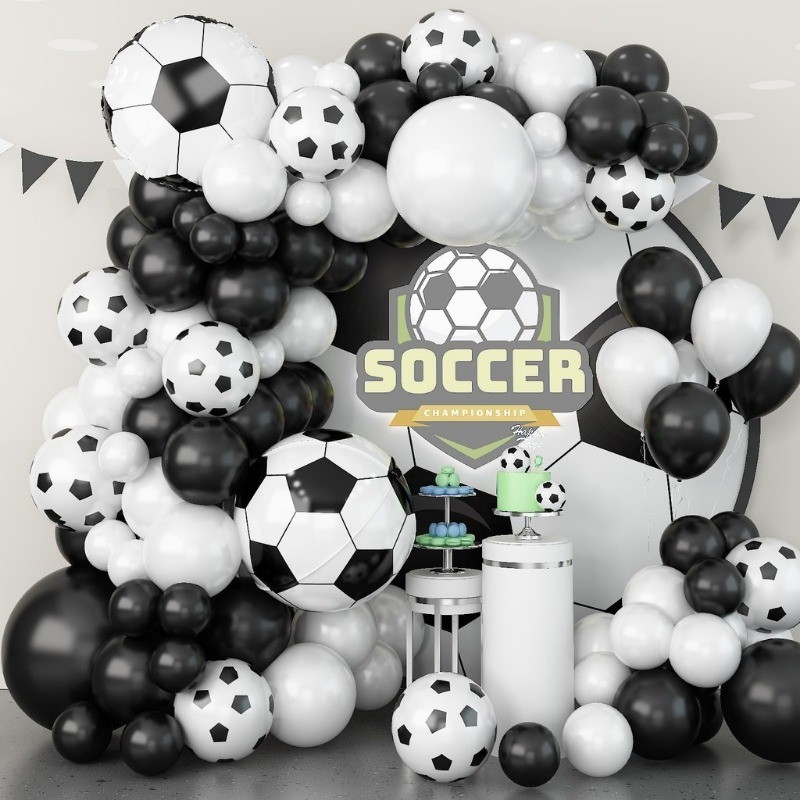 96pcs/set football themed party balloons black and white 3D football ...