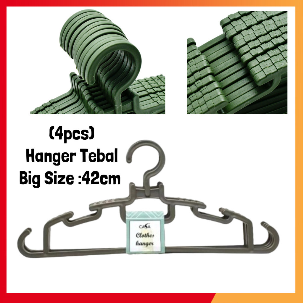 4pcs Cloth Hanger Thick Big Size/Penyangkut Baju Tebal Dewasa | Shopee ...