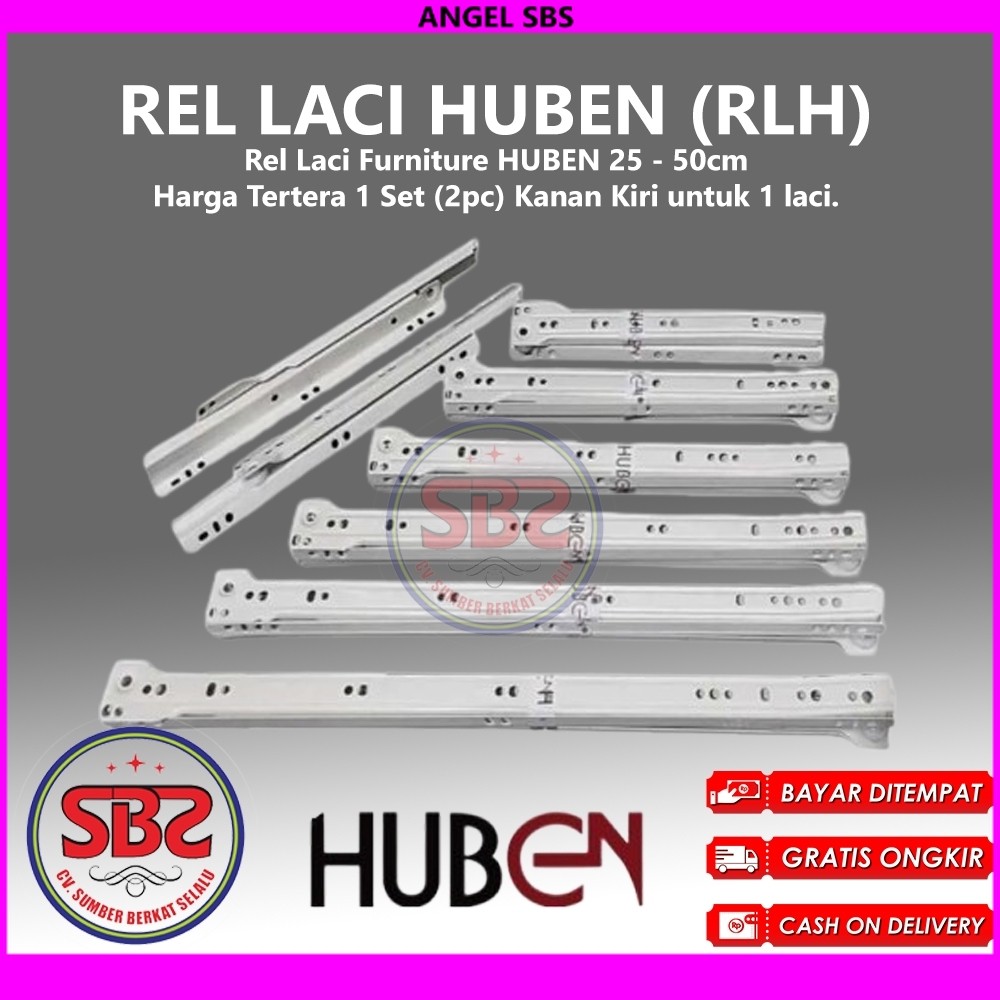 Huben HUBEN RLH Drawer Rail - HUBEN Furniture Drawer Rail 25 - 60cm 250 ...