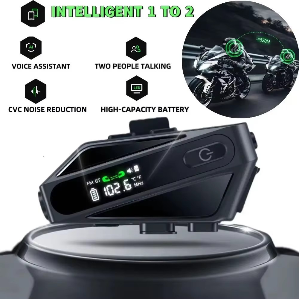 C6 Motorcycle Helmet Bluetooth Intercom Bt5.3 Ip65 Waterproof Intercom Distance 500 Meters ...