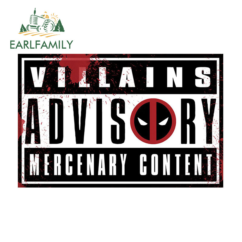EARLFAMILY 13cm x 8.5cm Deadpool Anime Warning Logo Car Sticker Scratch ...