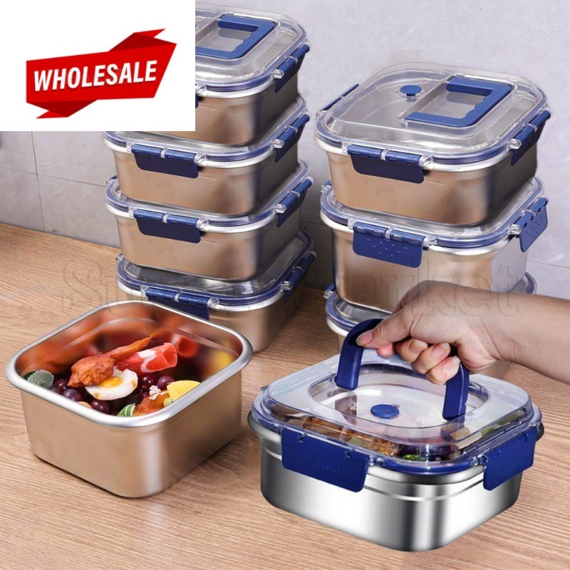 (BC) Stainless Steel Meal Box with Lid - Lunch Bento Case - Vegetable ...