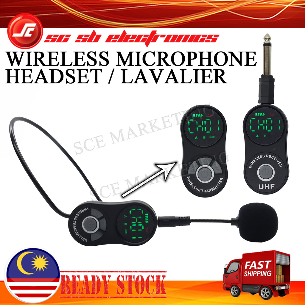 HS-1 / HS-2 UHF MICROPHONE WIRELESS 2 IN 1 HEADSET / LAVALIER MIC ...