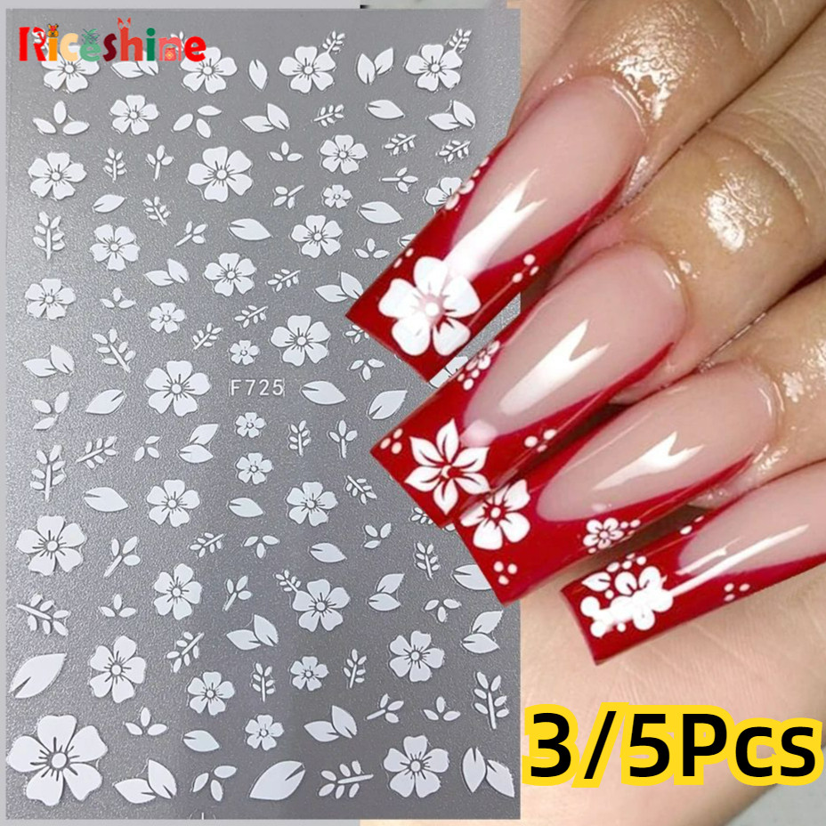 3/5Pcs Nail Design Art Slider Cherry Blossom Self-adhesive Nail Sticker ...