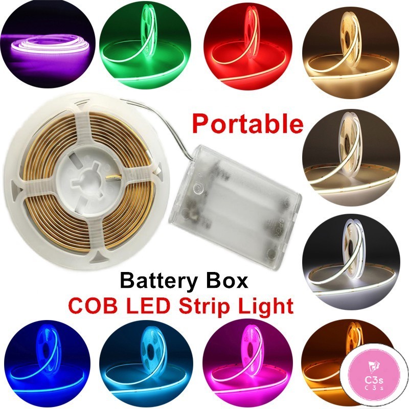C3S Portable 5V COB LED Strip Light with Battery Box for DIY Decoration ...