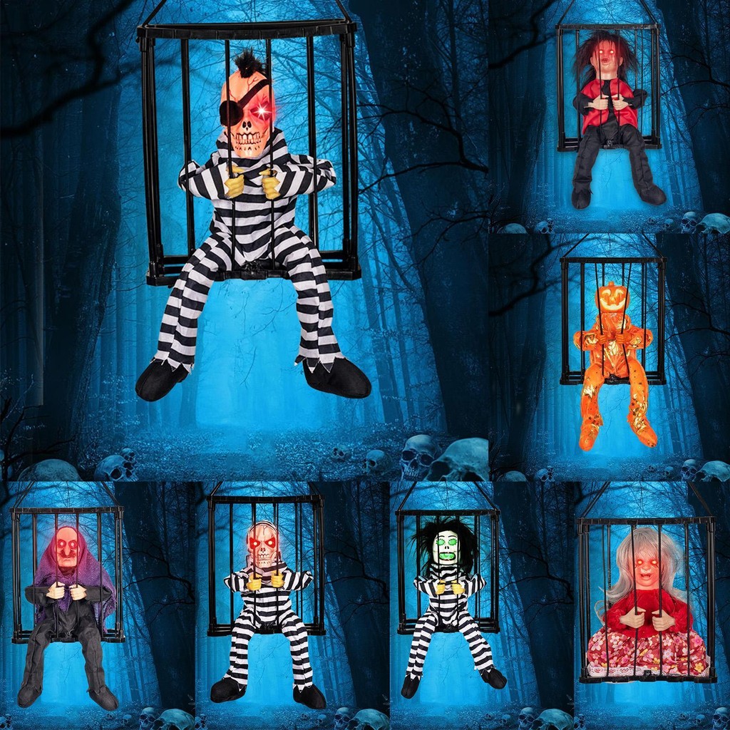 Screaming Animated Halloween Decorations Horror skeleton ghost hanging ...