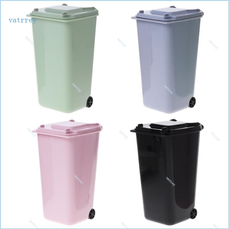 VA Mini Wheelie Trash Can Pen Holder Storage Bin Desktop Organizer ...