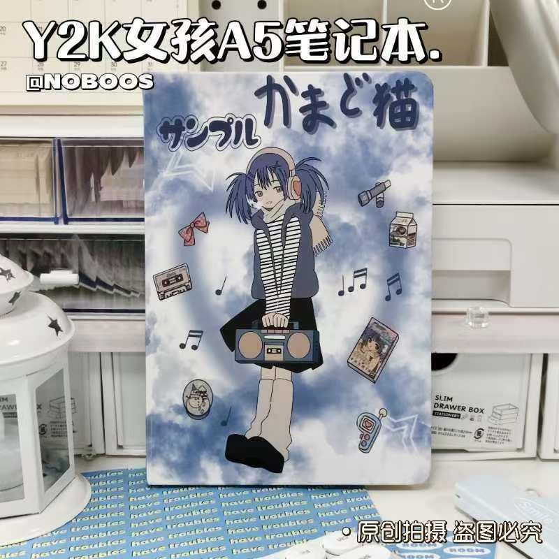 Y2k Girl A5 Hard Shell Notebook Original Cute High-Appearance Flat ...