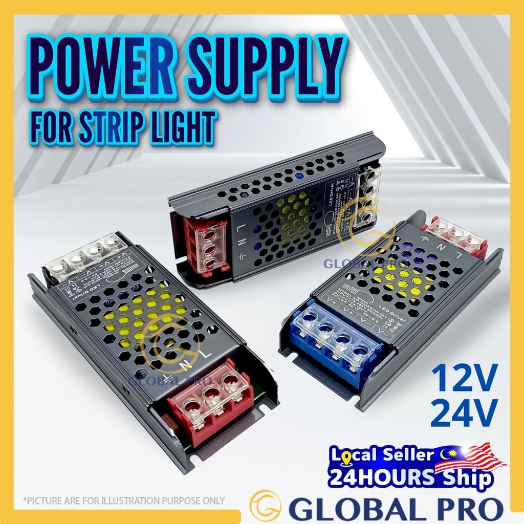 SLIM DESIGN Power Supply DC12V / 24V Lighting Transformer LED Strip ...