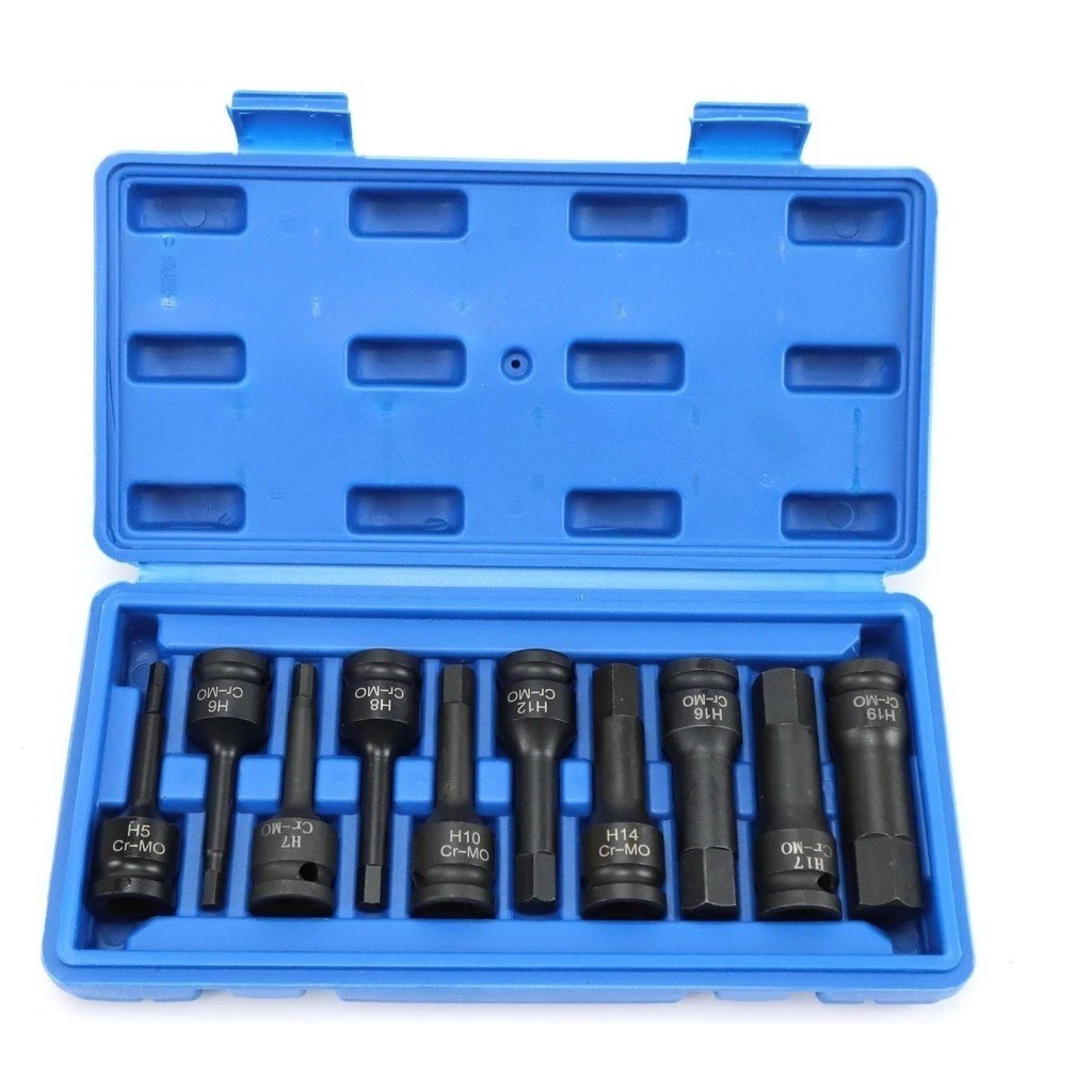 10 PCS Hexagon Hex CRMO Heavy Impact Wrench Hex Socket Set H5, 6, 7, 8 ...