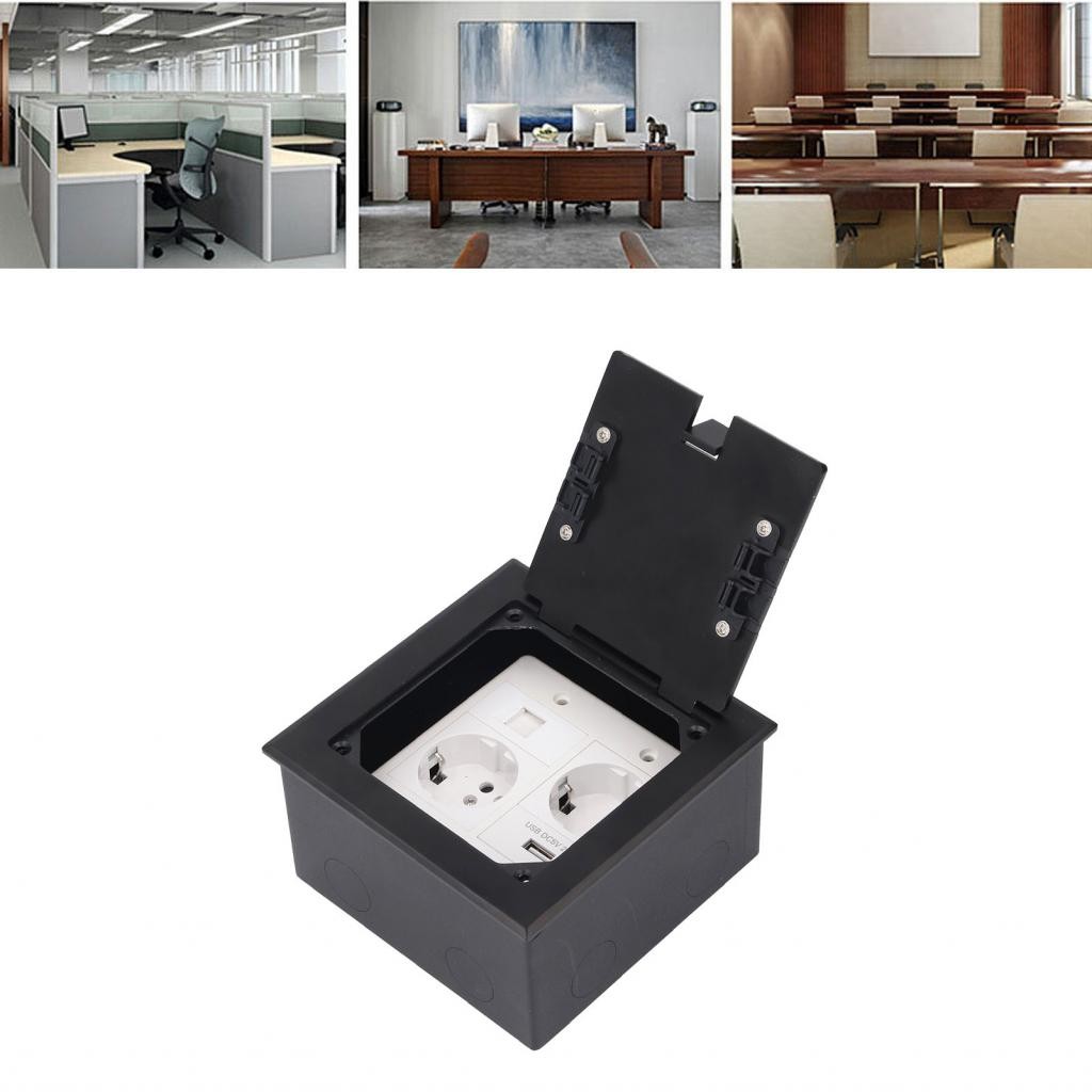 Soxii Floor Power Socket Box 16a 2 Prong Hole Usb Network Embedded Installation Outlet Recessed