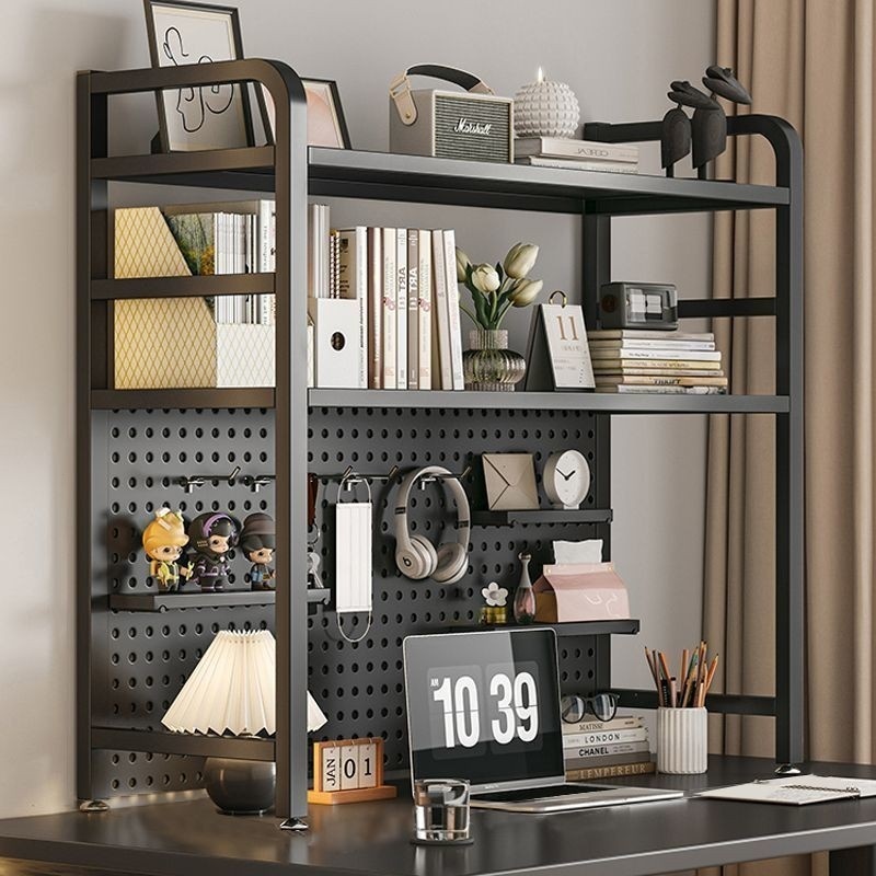 Bookshelf Desktop Iron Hole Storage Rack Computer Desk Multi-Layer ...