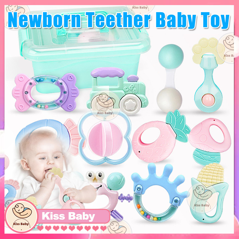 6/8/14PCS Newborn Teether Baby Toys Infant Rattle BPA Free Soft ...