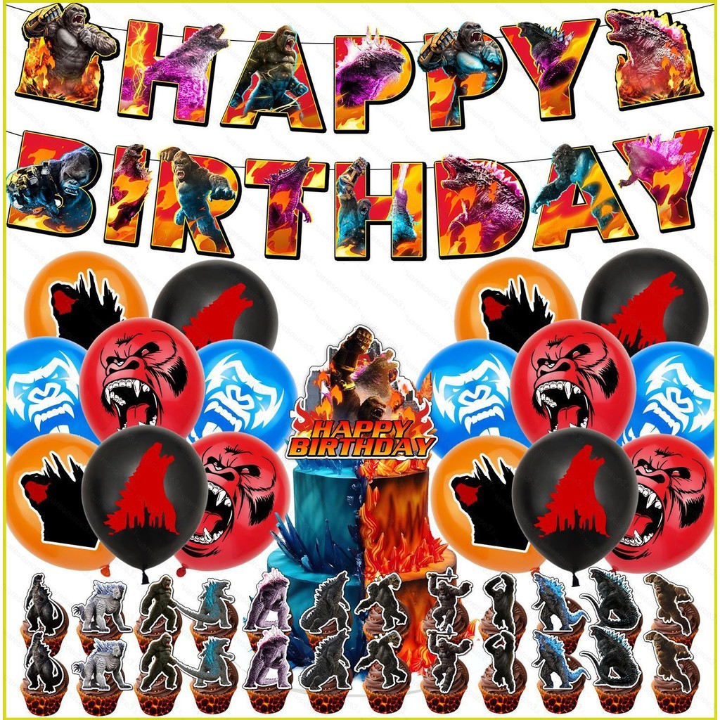 SQ3 King Kong vs Godzilla Themed Decoration Celebrate birthday Party ...