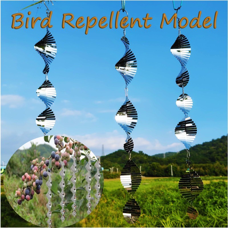 6/10PCS Bird Scare Hanging Reflective Hanging Spiral Shape Control ...