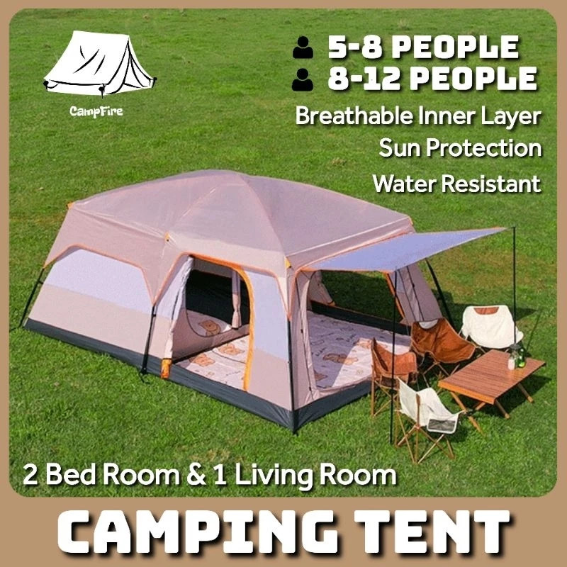 Khemah Quality Large Family Tent 8-12 Person Khemah Camping Tent UV ...
