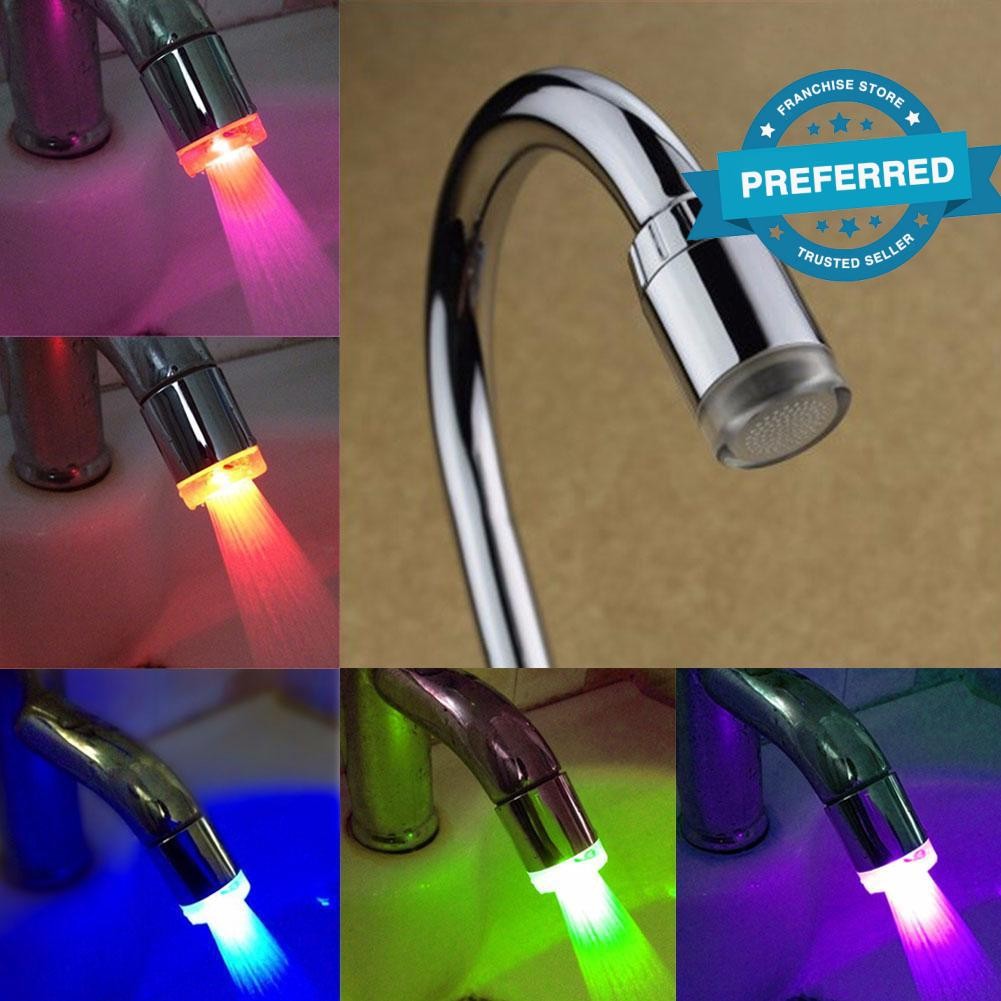 7 Led Color Faucet Light Discoloration Luminous Steel Stain Water Tap ...
