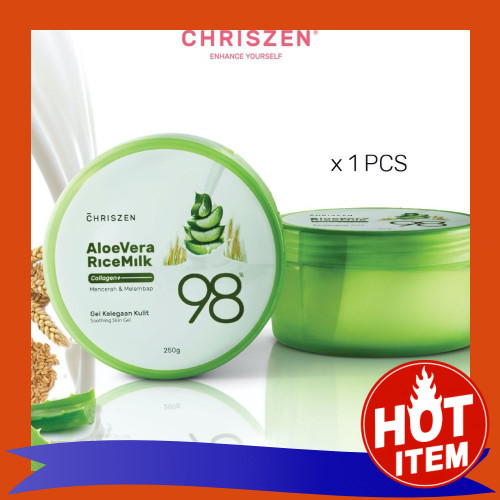 Chriszen 98% Aloe Vera & Rice Milk Collagen Plus - Soothing Skin Gel ...