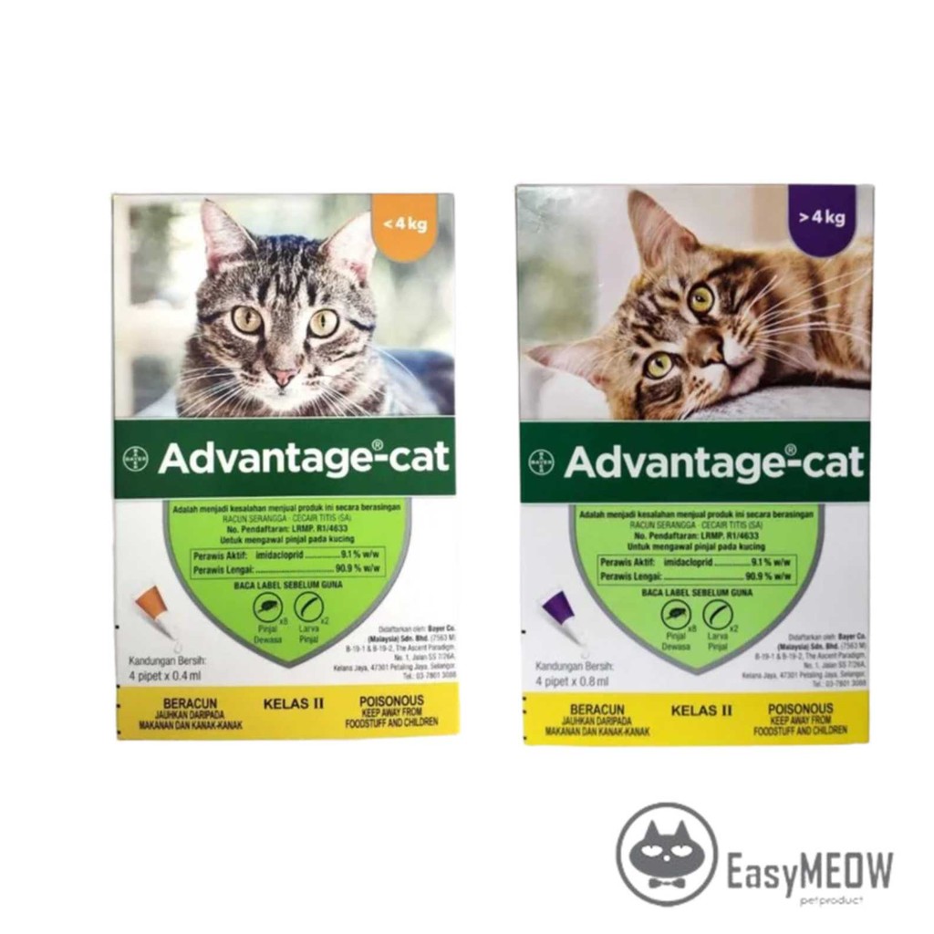 Bayer Advantage Cat Spot On Flea Treatment For Cats / Ubat Kutu Kucing ...