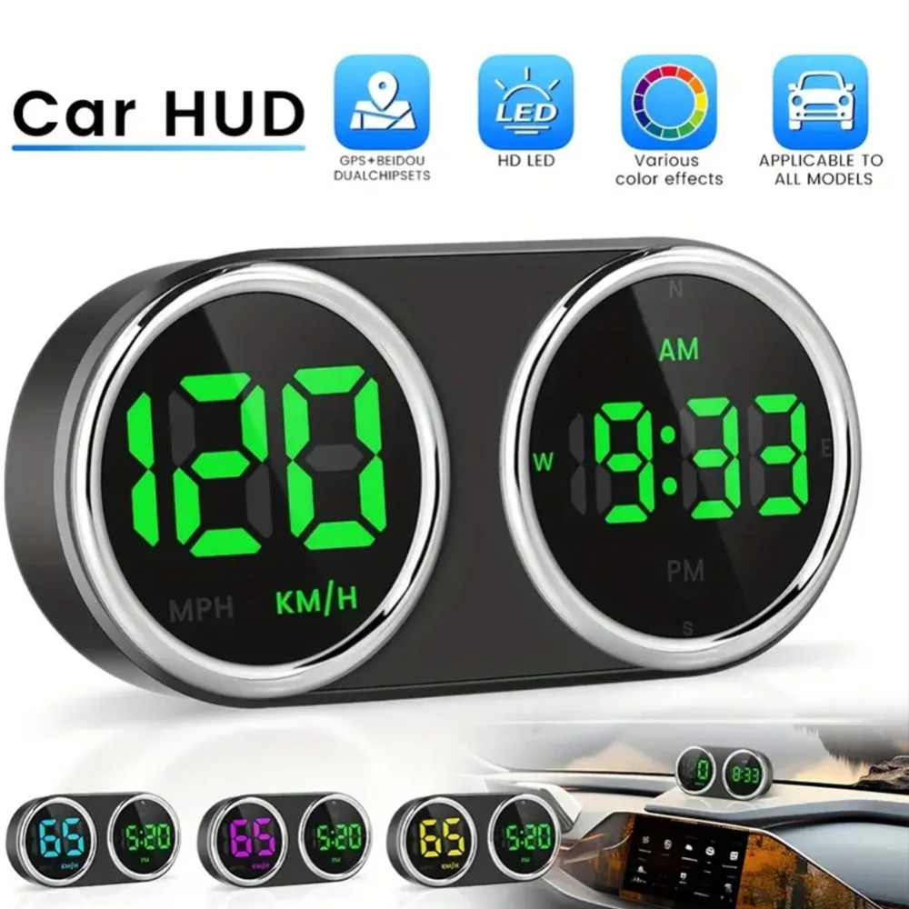 2025 Newest GPS Digital Speedomter Time Clock GPS HUD Over-speed Alarm ...