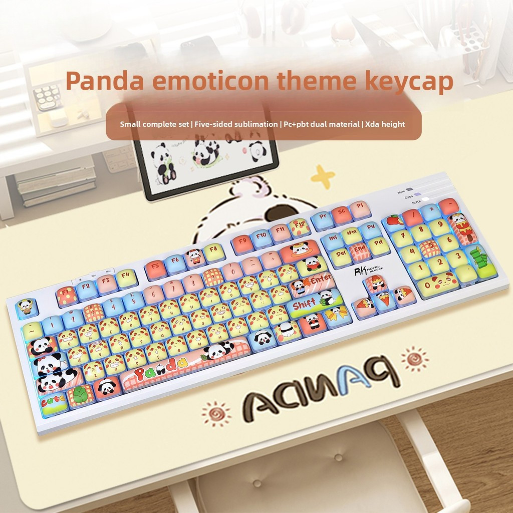 Panda Emoticion Keycaps Cute Round Keycaps Five Side DYE-SUB PBT ...
