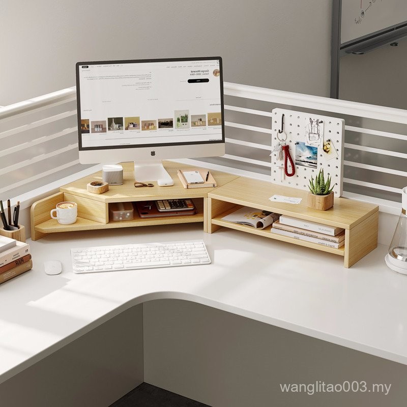 Monitor Storage Heightening Rack Hole Board with Shelf Desk Corner ...