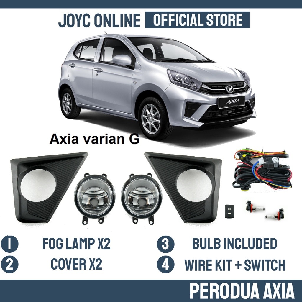 Perodua Axia Fog Lamp Spot Light 2019-2022 (Fog lamp Cover, Bulbs ...