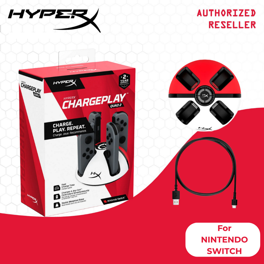 HYPER-X HYPERX CHARGEPLAY QUAD 2 JOY-CON CHARGING STATION FOR NINTENDO ...