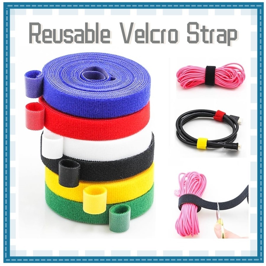 (1ROLL= 6M X 1cm) Velcro Strap Reusable Cable Tie Fastener Tape Wire ...