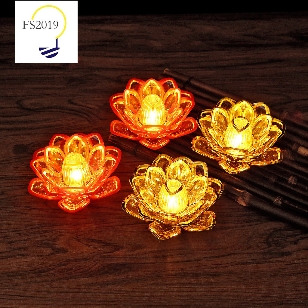 New Deepavali LED Lotus Lamp Diwali Table Decoration Lamp Battery Power ...