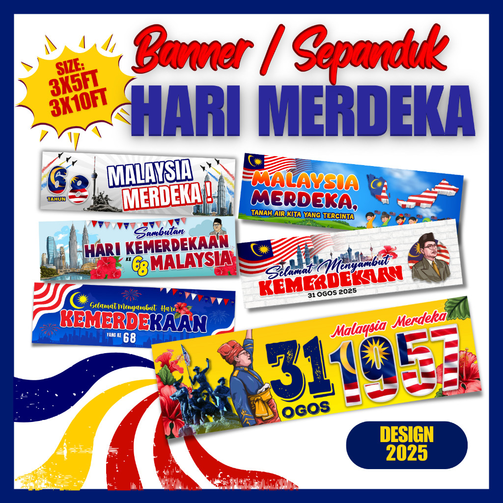 Banner sepanduk Malaysia Merdeka streamer bunting sambutan Merdeka hari ...