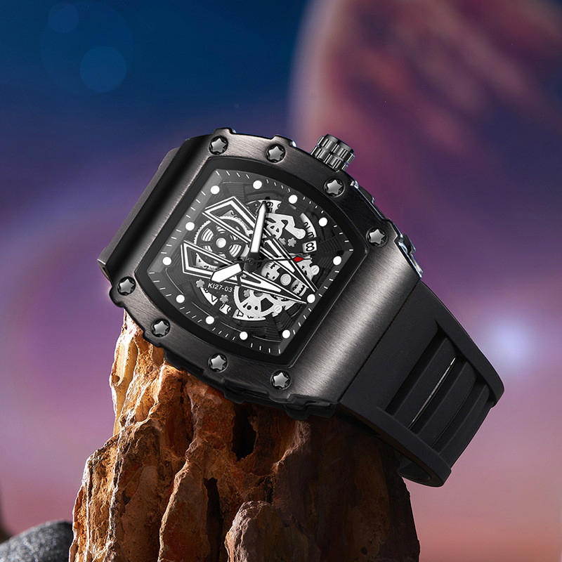 KIMSDUN Men's Watch Trendy Waterproof Student Personality Barrel-Shaped ...