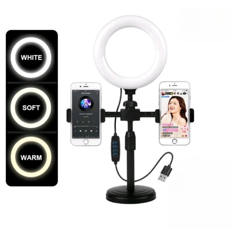 Mobile Phone Beauty Stand Ring Light 16cm With Stand And Dual Phone ...