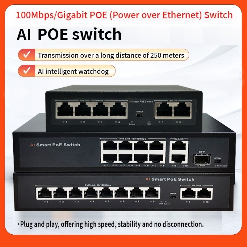 AI Gigabit POE power supply switch standard 4/8 port POE switch 48V ...