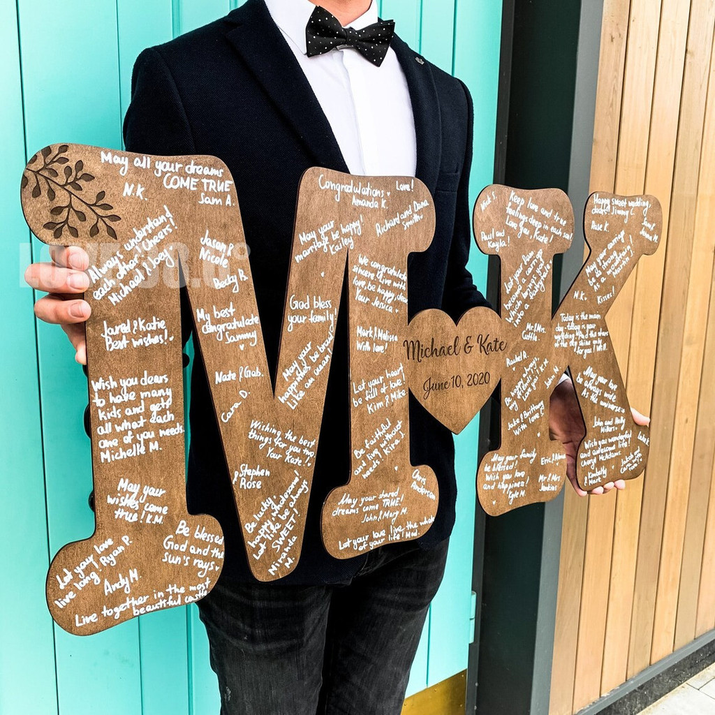 Wooden Bohemian Wedding Name Customized First Abbreviation Signature ...