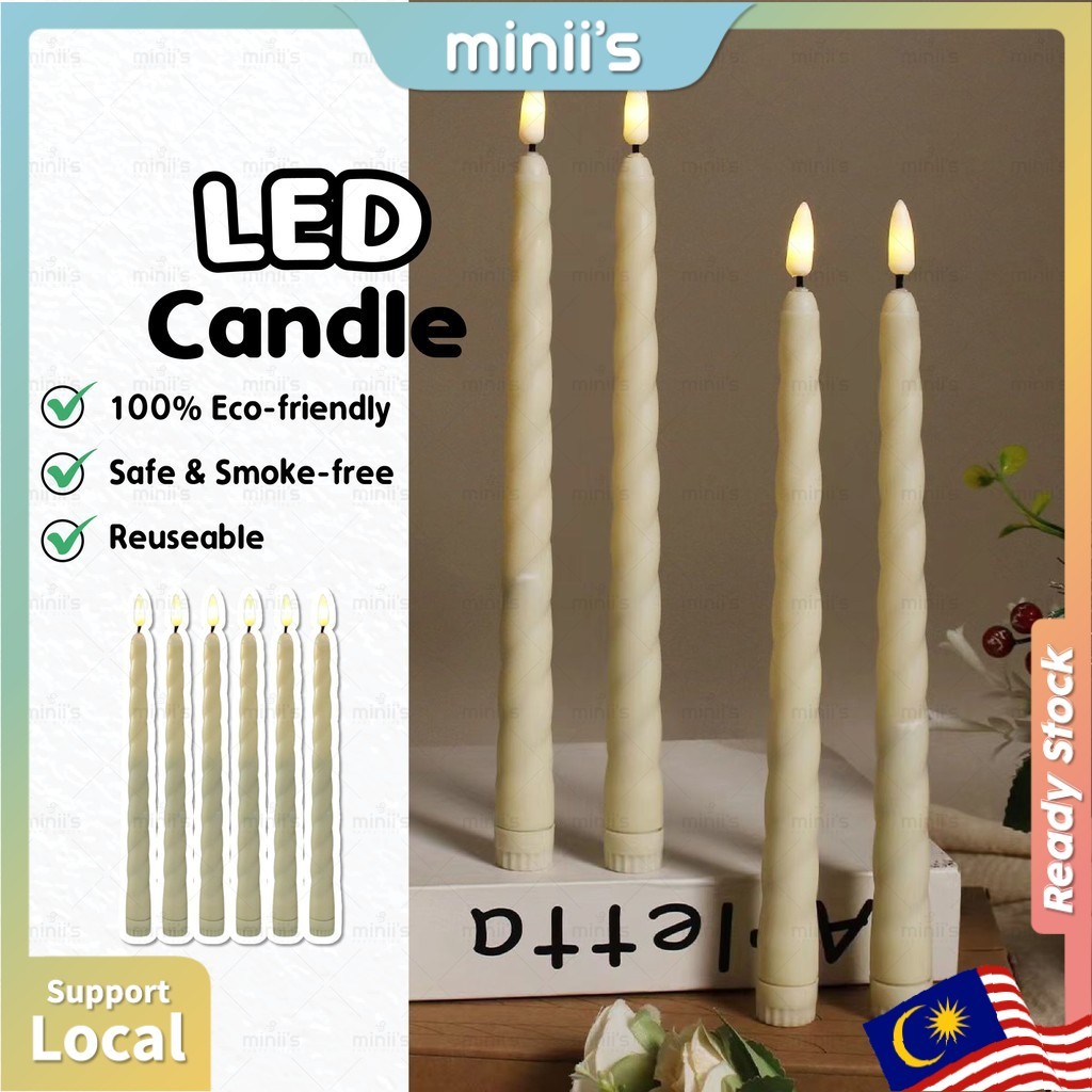 MINIIS LED Candle Led Long Spiral Swinging Battery Candle Flameless ...