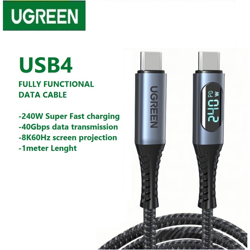 Ugreen USB4 Cable 240W 80Gbps 8K Thunderbolt 3/4 With Display LED Type ...