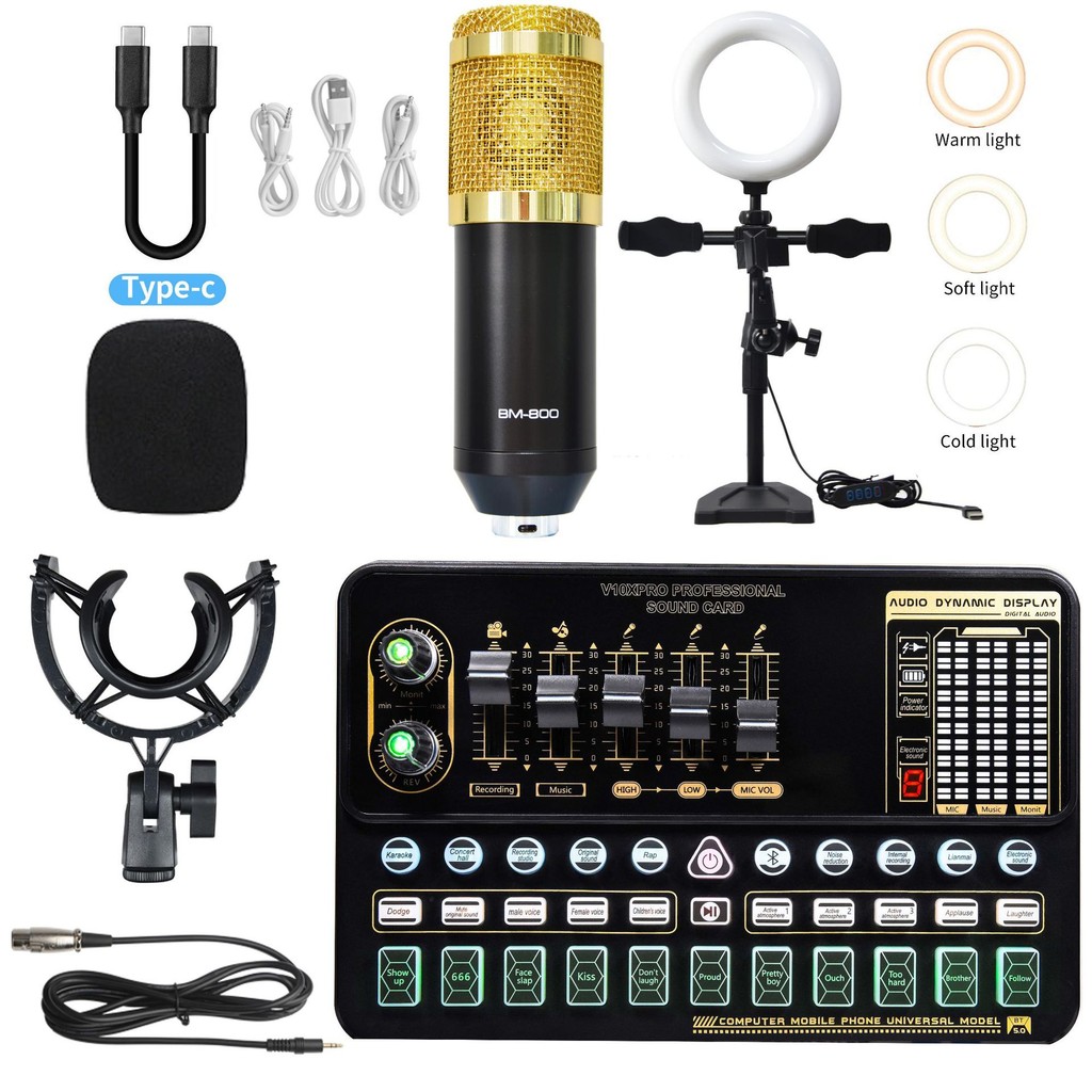 V10XPRO Kad Bunyi Pemeluwap Mikrofon Komputer Telefon Bimbit Lampu ...