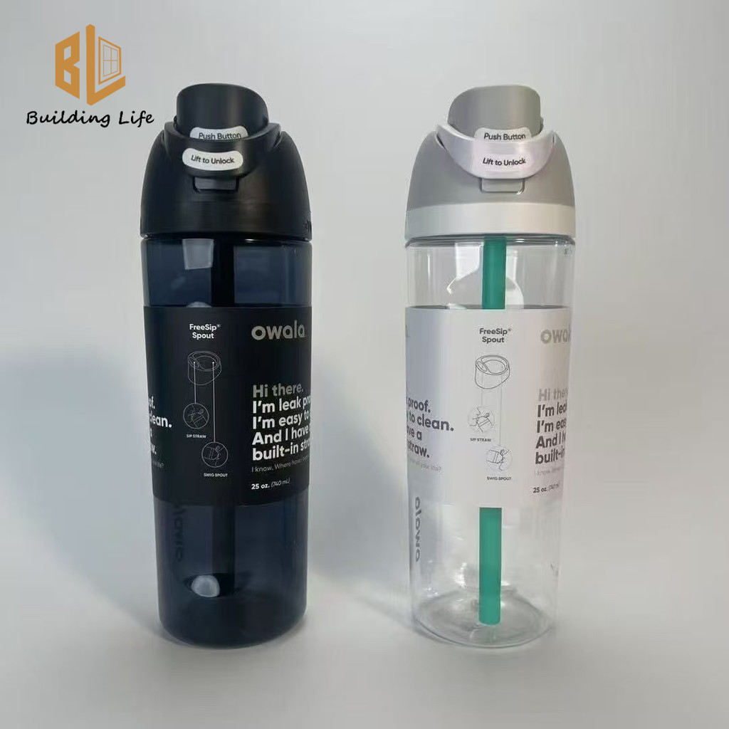 10 Colors Owala FreeSip Clear Tritan Plastic Water Bottle with Straw ...
