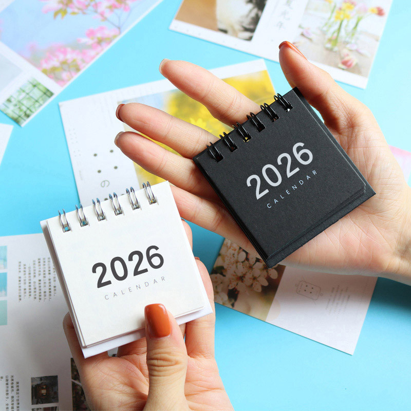 2025-2026 Mini Calendar 迷你小台历 MUJI Style Retro Desktop Calendar Lunar ...