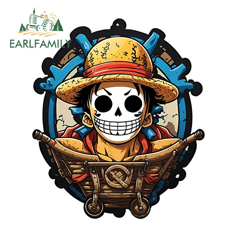 EARLFAMILY 13cm x 11.2cm One Piece Luffy Logo Car Stickers Scratch ...